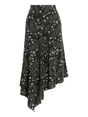 Veronica Beard Rosemary Asymmetric Floral-print Skirt - Black