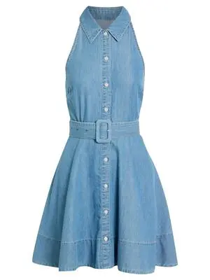 Veronica Beard Beau Belted Mini Shirt Dress - Blue