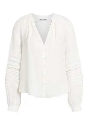 Veronica Beard Ailani Lace-trimmed Ramie Voile Blouse - White