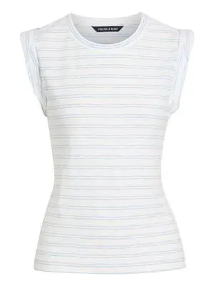 Veronica Beard Striped Pima Cotton-jersey Top - Light Blue
