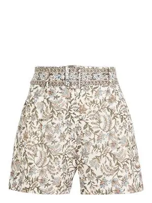 Veronica Beard Paisley-print Ramie Shorts - White