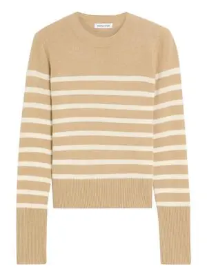 Veronica Beard Caleb Striped Cashmere Sweater - Sand
