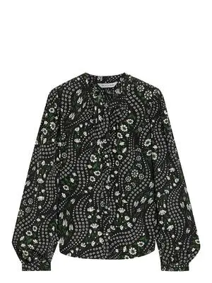Veronica Beard Ashlynn Floral-print Silk-blend Blouse - Black