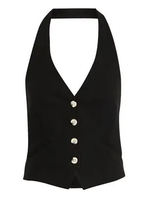 Veronica Beard Arabella Halterneck Vest - Black