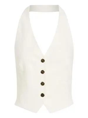 Veronica Beard Arabella Halterneck Vest - Off-white