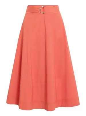 Veronica Beard Facia Belted Cotton-blend Poplin Midi Skirt - Orange