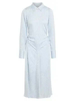 Veronica Beard Lex Ruched Striped Silk-blend Midi Shirt Dress - Light Blue