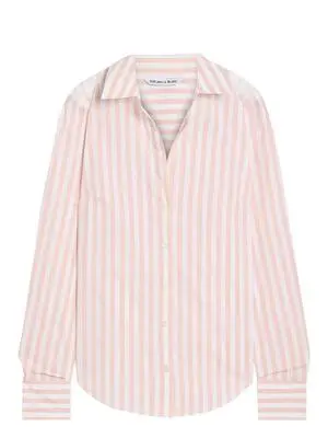 Veronica Beard Amelia Striped Cotton-blend Poplin Shirt - Pastel Pink