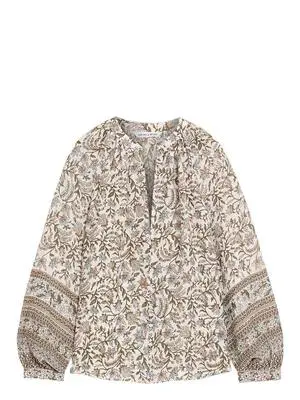 Veronica Beard Ailani Paisley-print Ramie Blouse - White