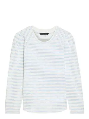 Veronica Beard Mason Striped Pima Cotton-jersey Top - Light Blue