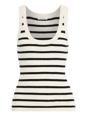 Veronica Beard Birke Striped Cashmere Tank Ivory