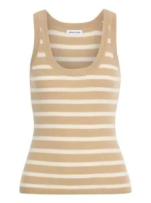 Veronica Beard Birke Striped Cashmere Tank Sand