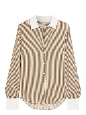 Veronica Beard Amelia Striped Silk-blend Shirt - Brown