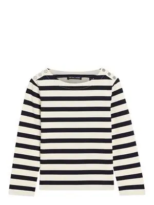 Veronica Beard Hovey Striped Cotton-jersey Top - Midnight Blue