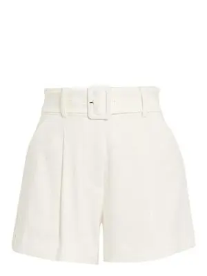 Veronica Beard Piper Belted Linen-blend Twill Shorts - Off-white