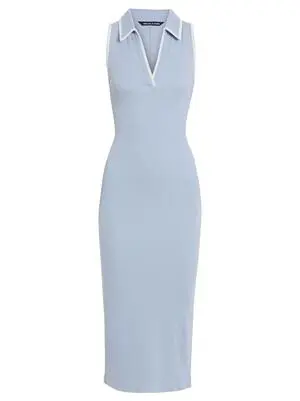 Veronica Beard Darien Pima Cotton-blend Jersey Midi Dress - Light Blue