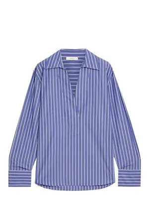 Vince Striped Cotton-poplin Blouse - Blue