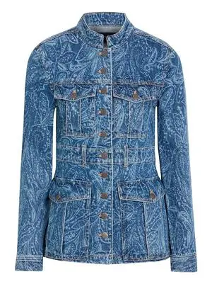 Veronica Beard Tika Paisley-print Denim Jacket - Mid Denim