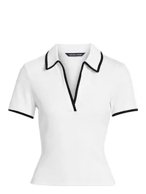 Veronica Beard Kearney Pima Cotton-blend Jersey Polo Shirt - White