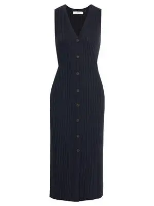 Vince Ribbed-knit Midi Dress - Midnight Blue