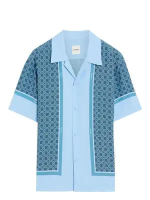 Sandro Printed Crepe Shirt - Blue