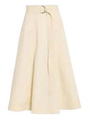 Veronica Beard Facia Belted Cotton-blend Poplin Midi Skirt - Cream