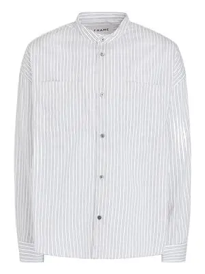 FRAME Striped Cottonpoplin Shirt - Light Gray