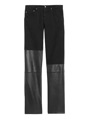MAISON MARGIELA Tapered Leather-paneled Cotton-canvas Trousers - Black