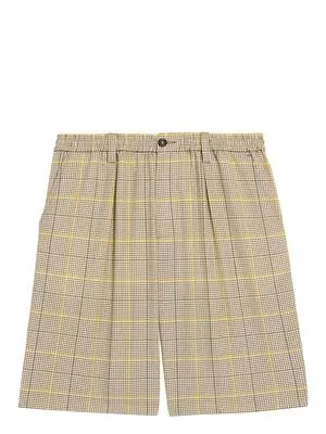 Marni Checked Wool-blend Shorts - Army Green