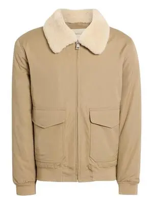 Sandro Shearling-trimmed Cotton-canvas Jacket - Sand