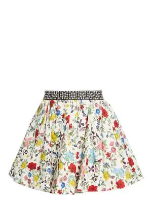 Alice + Olivia Floral-print Linen-blend Mini Skirt - Off-white