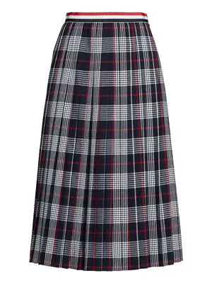 Thom Browne Pleated Checked Wool Midi Skirt - Midnight Blue