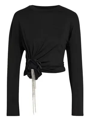 AREA Crystal Embellished Top - Black