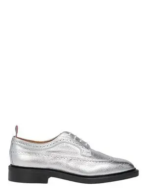 Thom Browne Metallic Pebbled-leather Brogues - Silver