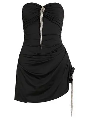 AREA Strapless Crystal-embellished Mini Dress - Black