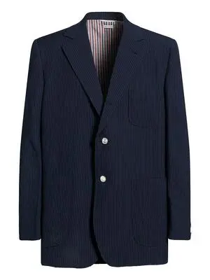 Thom Browne Striped Woolseersucker Blazer - Midnight Blue