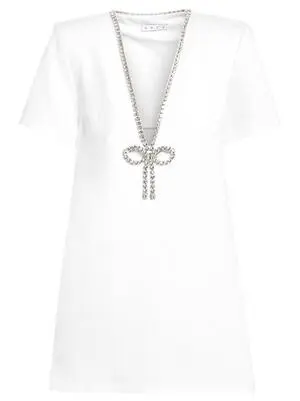 AREA Crystal-embellished Mini Dress - White