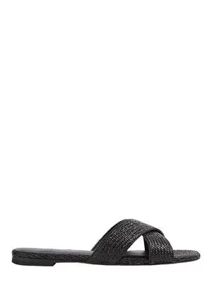 STUART WEITZMAN Roza Faux Raffia Sandals - Black