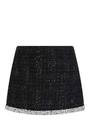 Maje Embellished Tweed Mini Skirt - Black