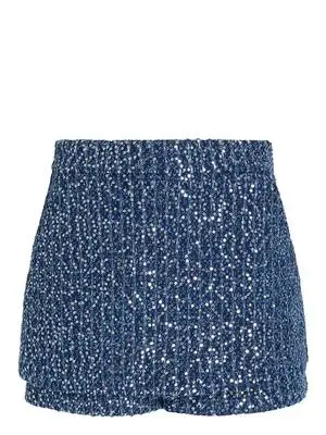 Maje Sequined Denim Skort - Dark Denim