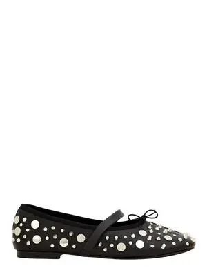 Maje Embellished Leather Mary Jane Flats - Black