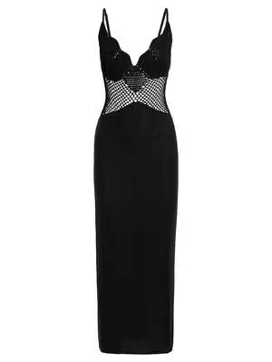 Staud Tara Crochet-trimmed Cotton Maxi Dress - Black