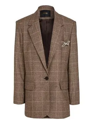 Maje Checked Tweed Blazer - Taupe