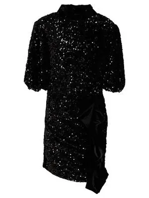 Maje Sequined Velvet Mini Dress - Black