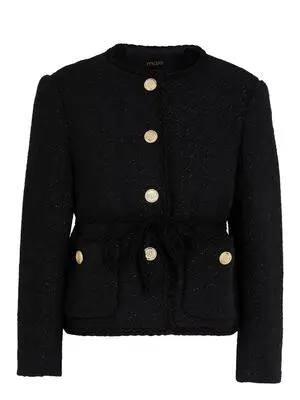 Maje Metallic Tweed Jacket - Black
