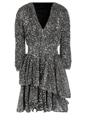 Maje Tiered Sequined Tulle Mini Dress - Silver