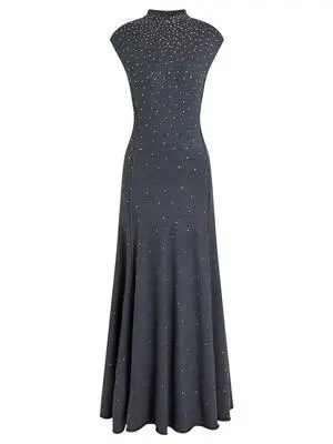 Maje Crystal-embellished Knitted Maxi Dress - Dark Gray
