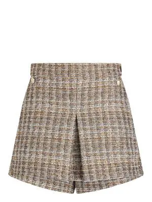 Maje Pleated Tweed Shorts - Light Brown
