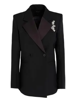 Maje Double-breasted Twill Blazer - Black