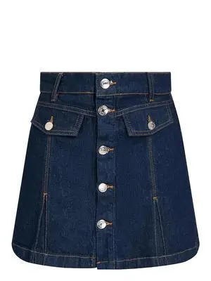 Maje Denim Skirt-style Overlay Shorts - Dark Denim